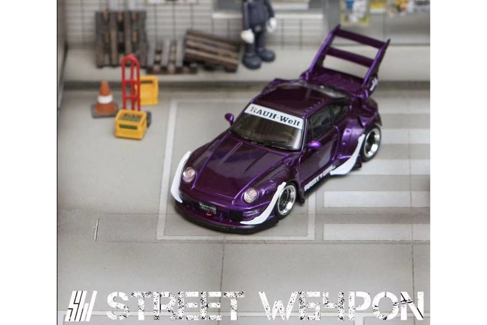 Street Weapon 1/64 Porsche RWB 993 Army Girl in Electric Purple ...